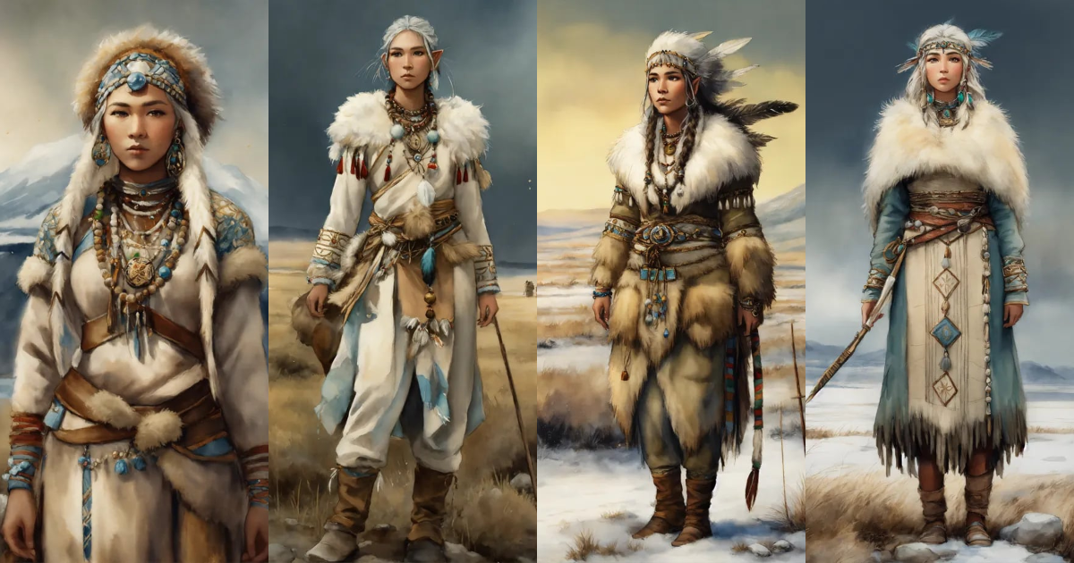 Lexica - Full body illustration of an elf inuit woman, beautiful ...