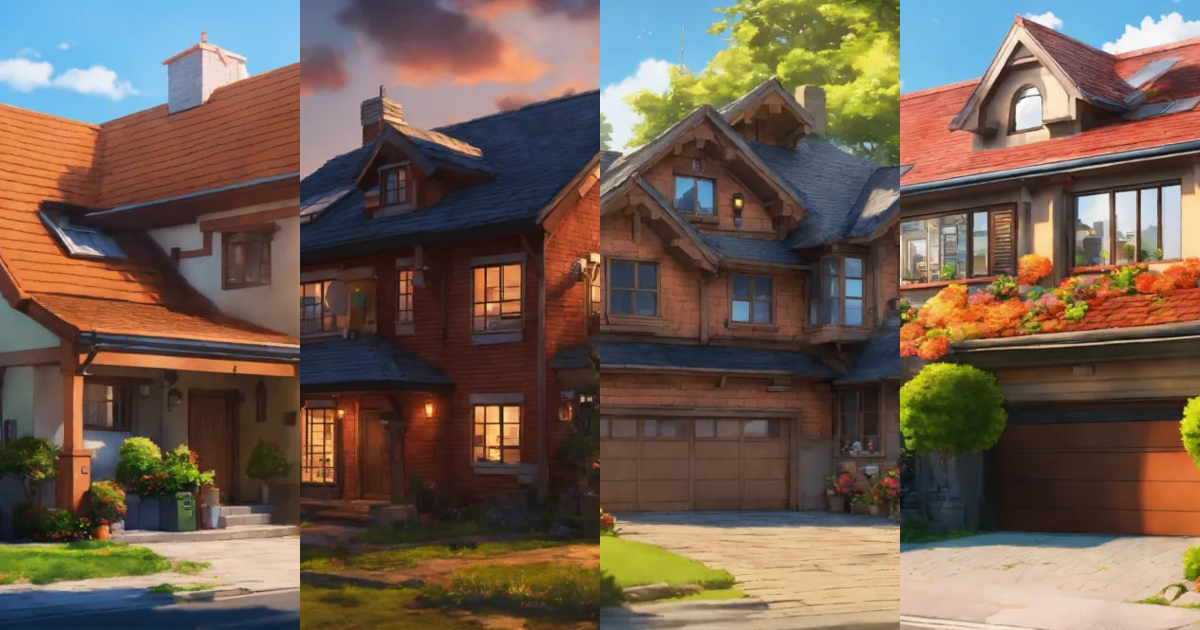 Lexica - Anime; cartoon; ultra realistic; 4K, cheap Brik house with ...