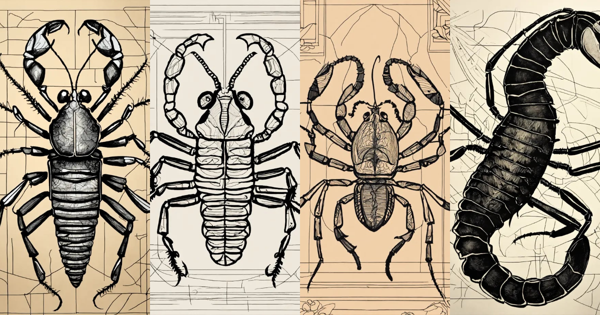 Lexica - Beautiful detailed scorpion portrait, one line drawing, bold ...