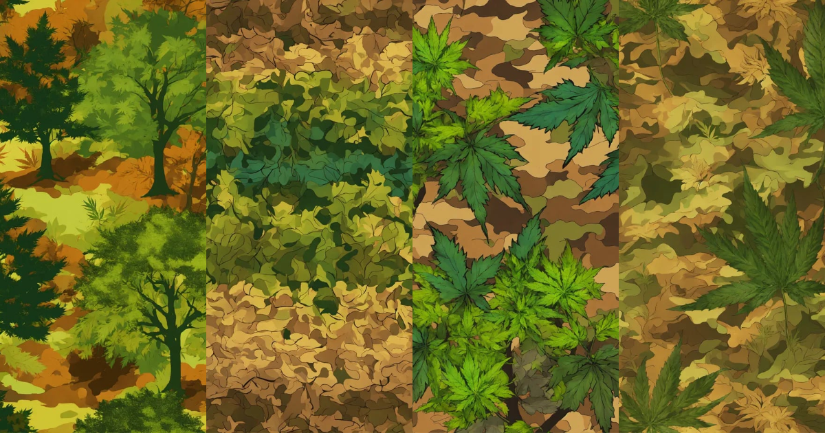 Lexica - Smoke, Weed, and tree camouflage pattern greens and browns