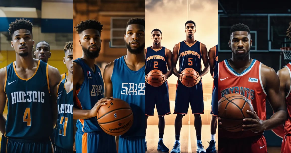 Lexica - Five players basketball team 4k facing camera