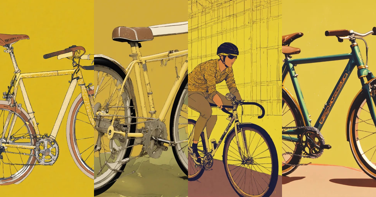 Lexica - 1970s Single speed racer bicycle muted yellow hues low angle ...