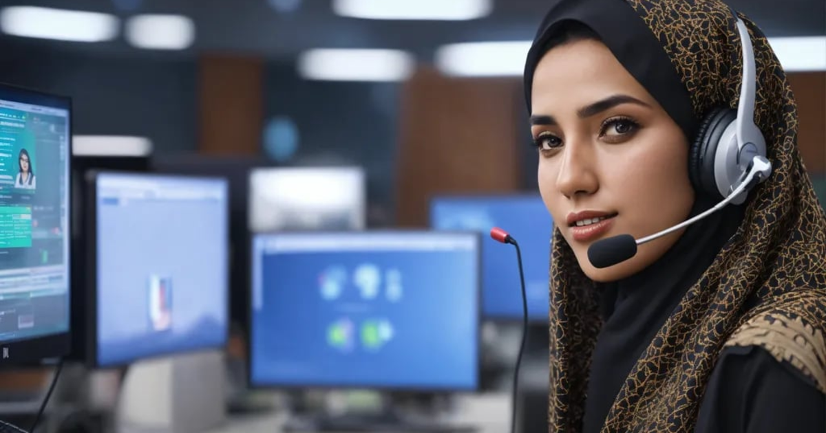 Lexica - Saudi weman, in call center, photo-realistic, 8K, high definition
