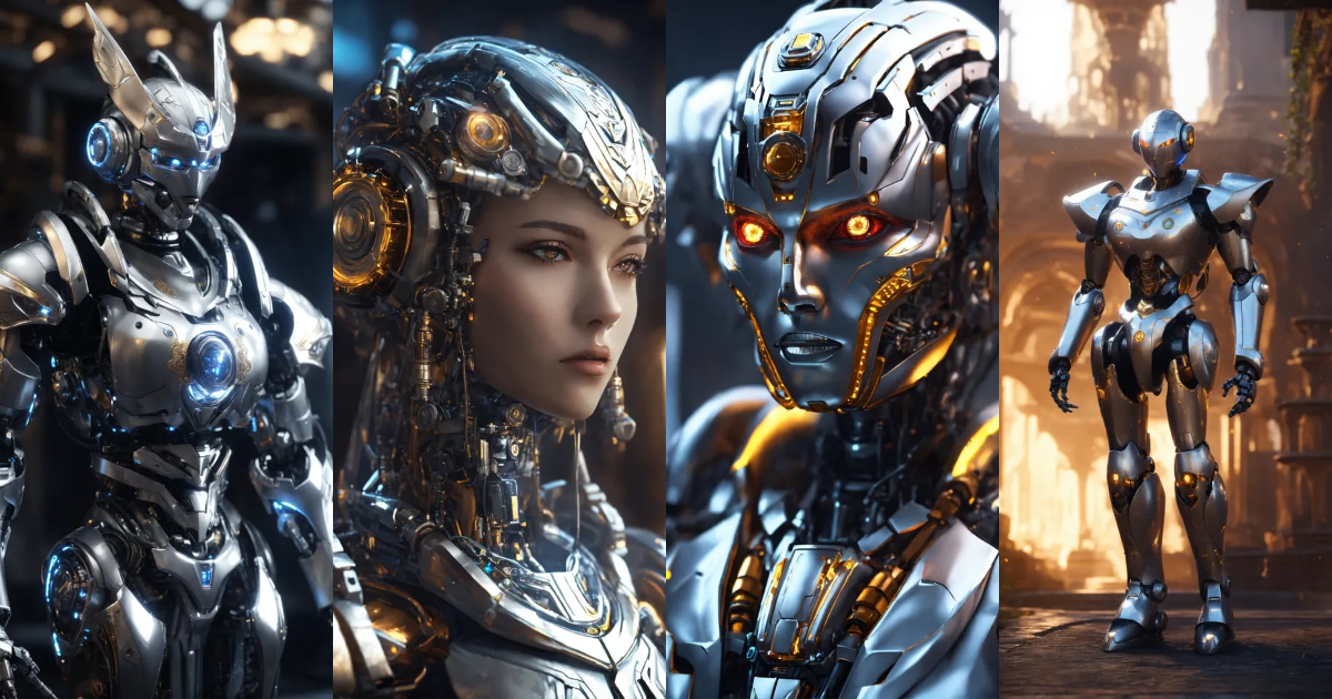 Lexica - Robotic deity, silver, breathtaking, 4K resolution, unreal engine