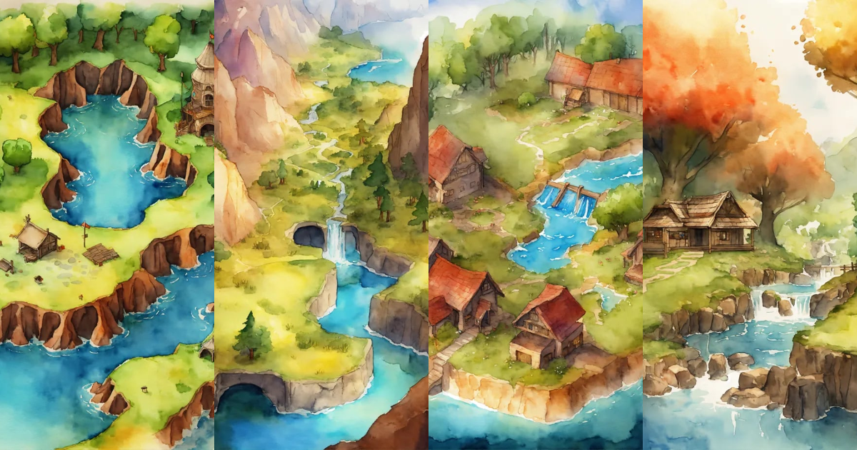 Lexica - Watercolor, rpg map