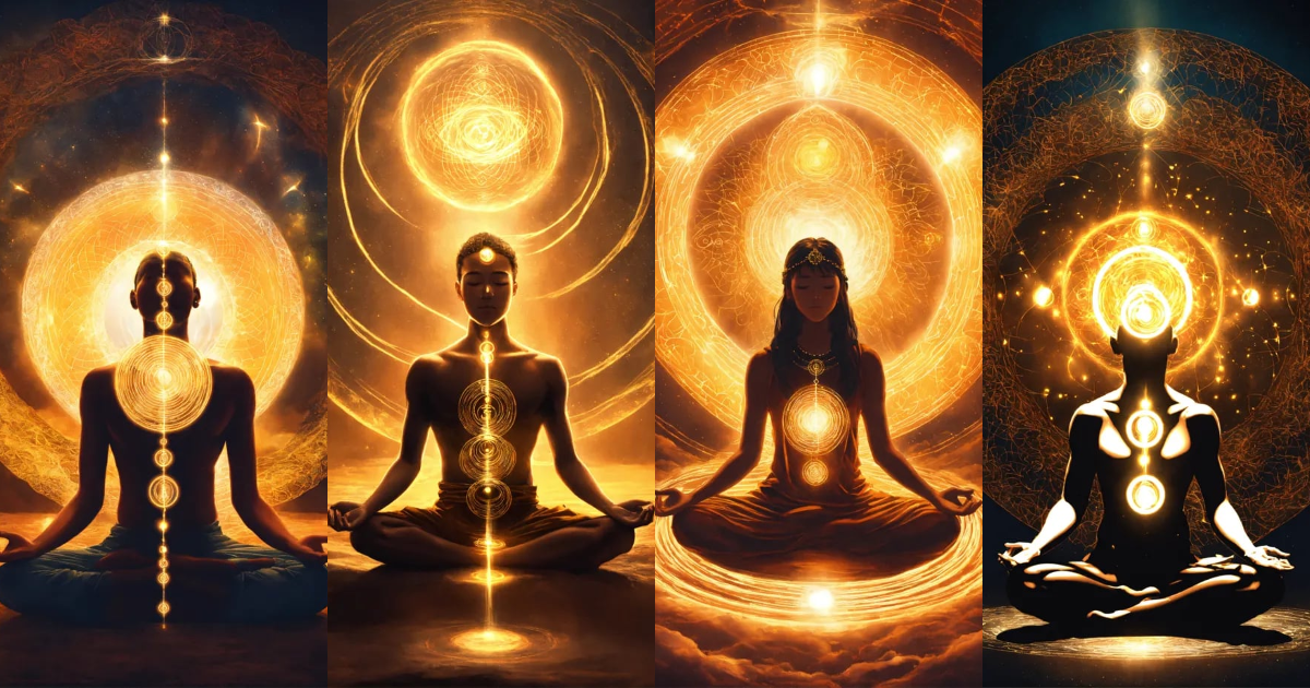 Lexica - Illustration of a spirit in a meditation position. Above their ...