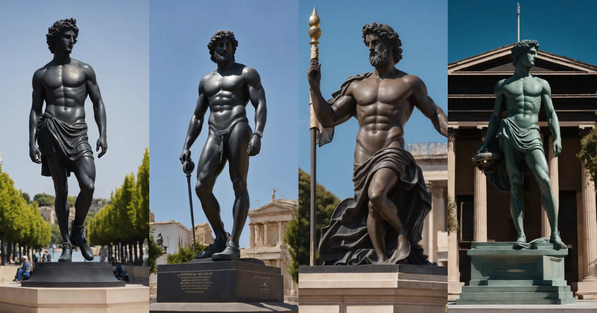 Lexica - A Statue of Greek god Statue with a wavey middel Parting Hair ...