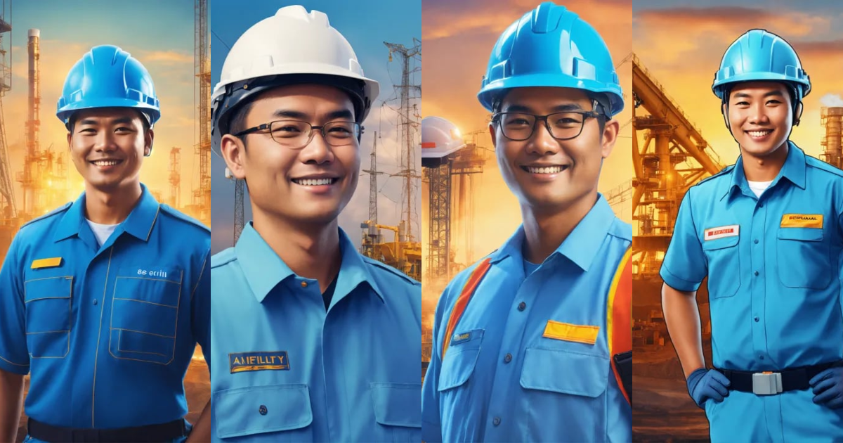 Lexica - Technical officer wearing light blue engineering uniform ...