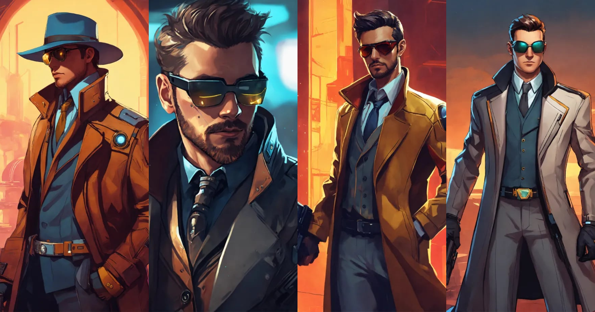 Lexica - A secret agent from the future with a futuristic suit and coat ...