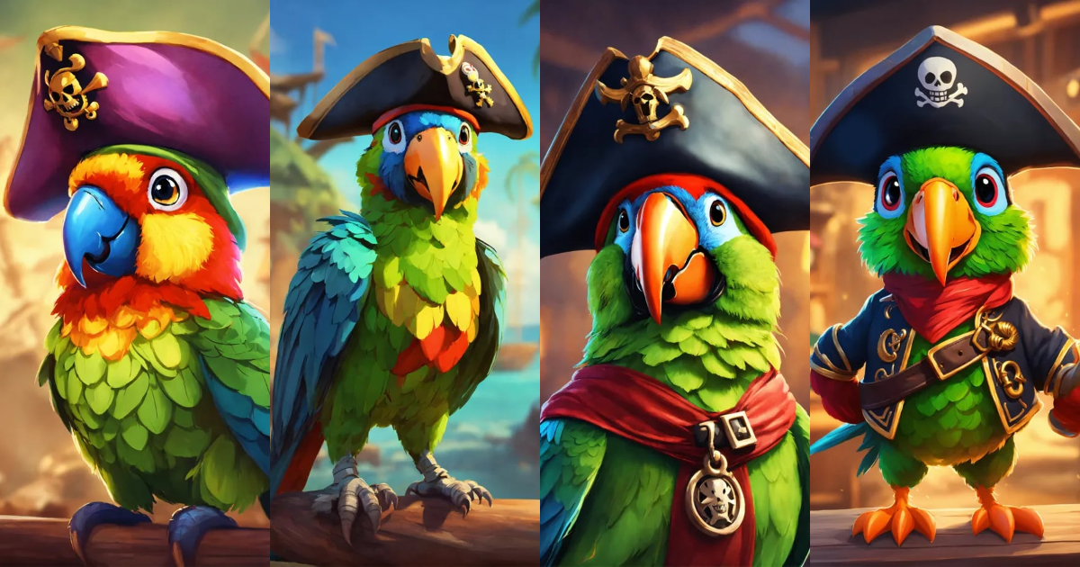 Lexica - Cute pirate parrot in a pirate hat, full height, character of ...