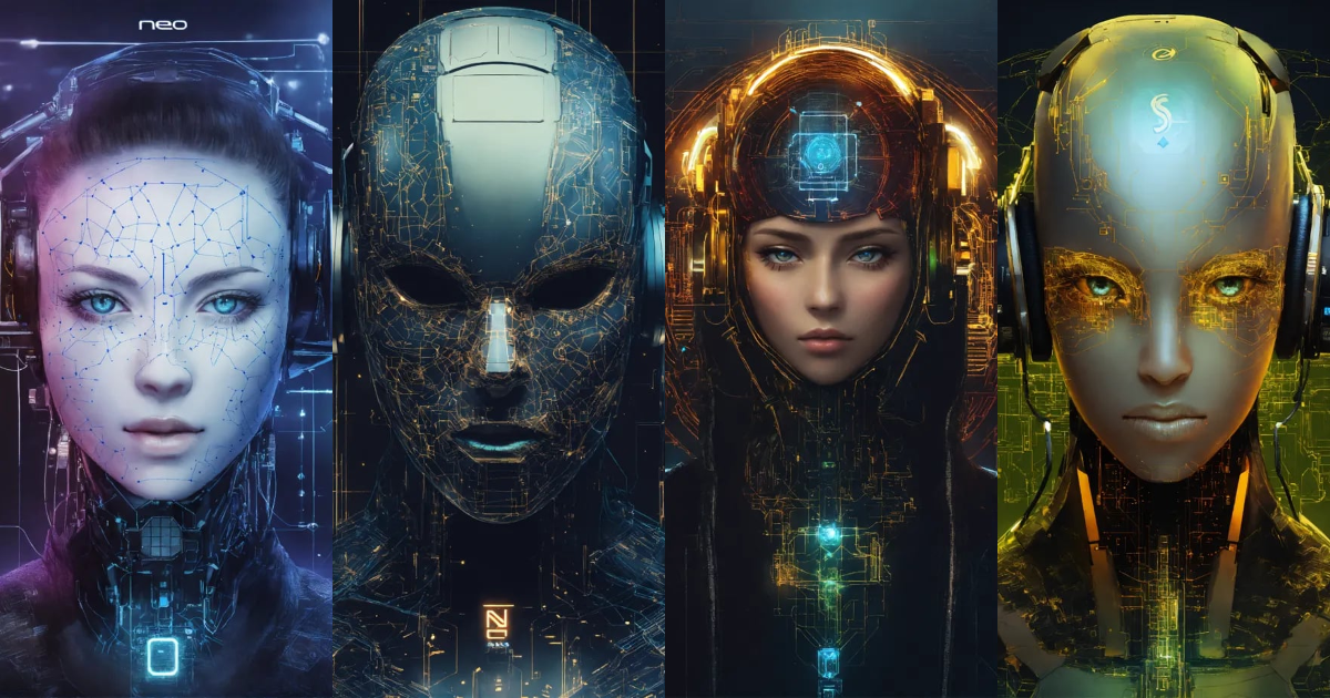 Lexica - Neo Sapien clothing line logo, Close up of an Android face ...