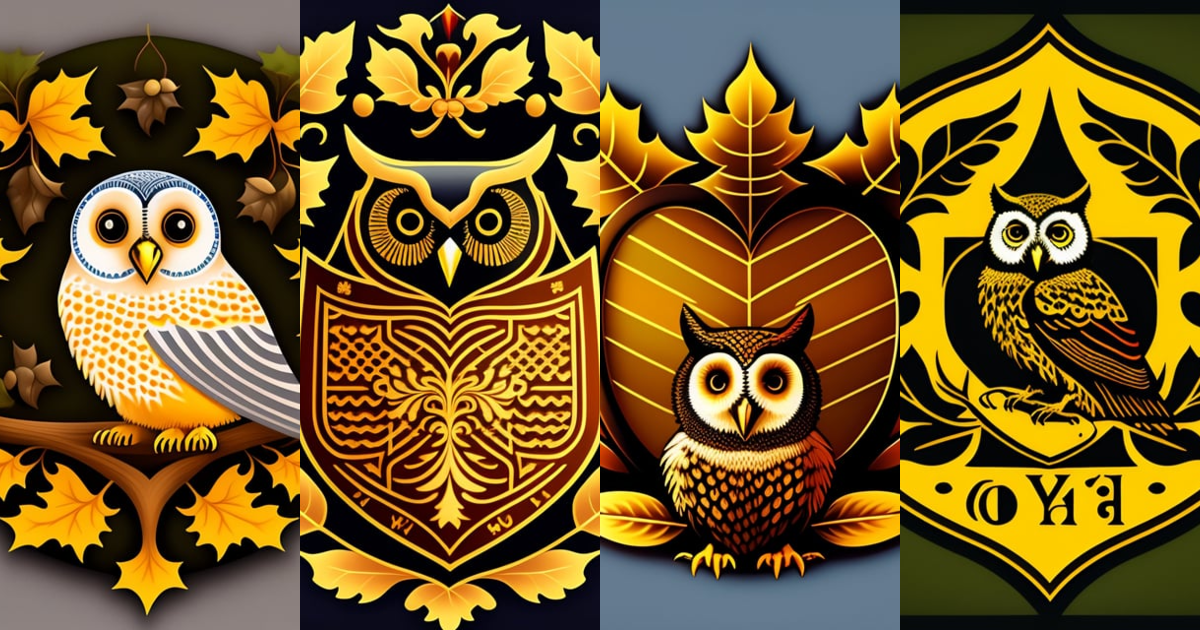 Lexica - The heraldic, very simple, with an owl and oak leaves, vector ...