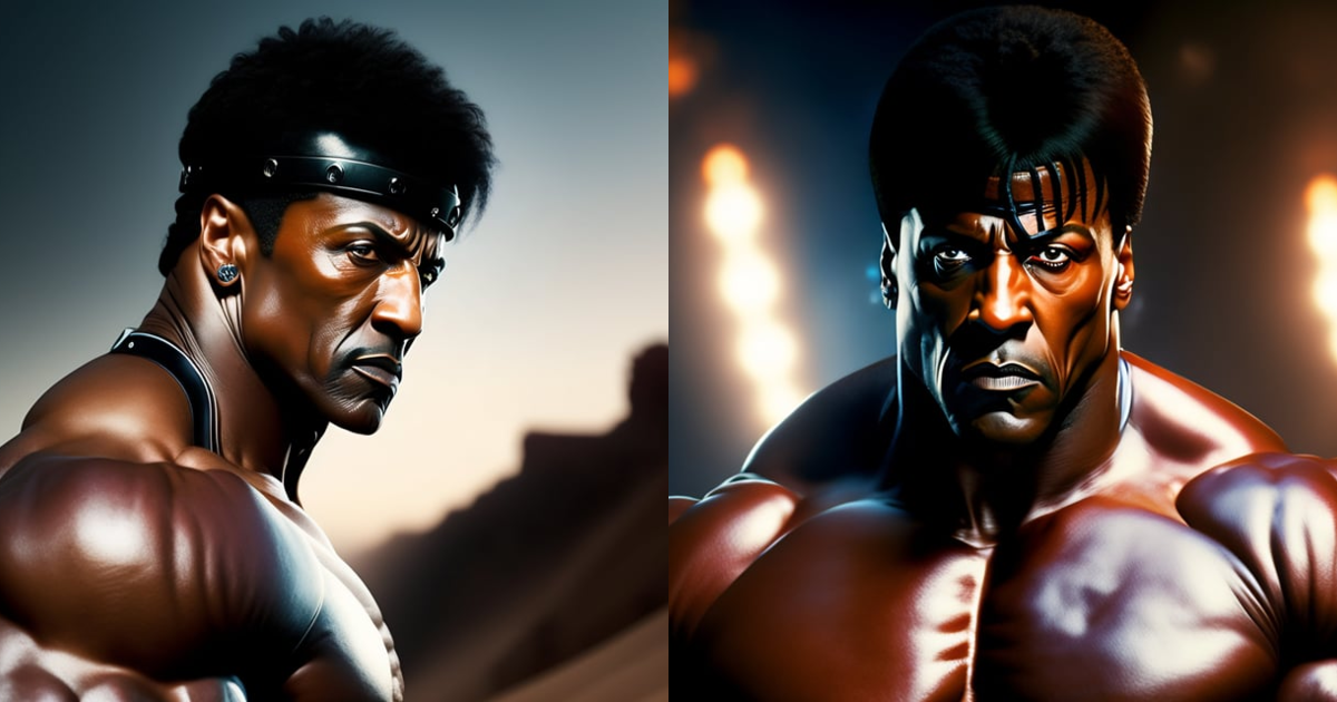 Lexica - Cyborg very old sylvester stallone as rocky, face part robot ...