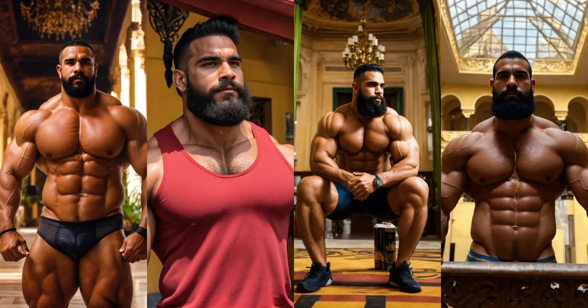 Lexica - 30-year-old hairy Cuban man with big muscles, big bodybuilder ...