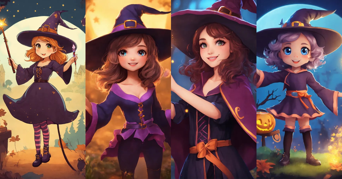 Lexica - A cute witch waving a magic wand