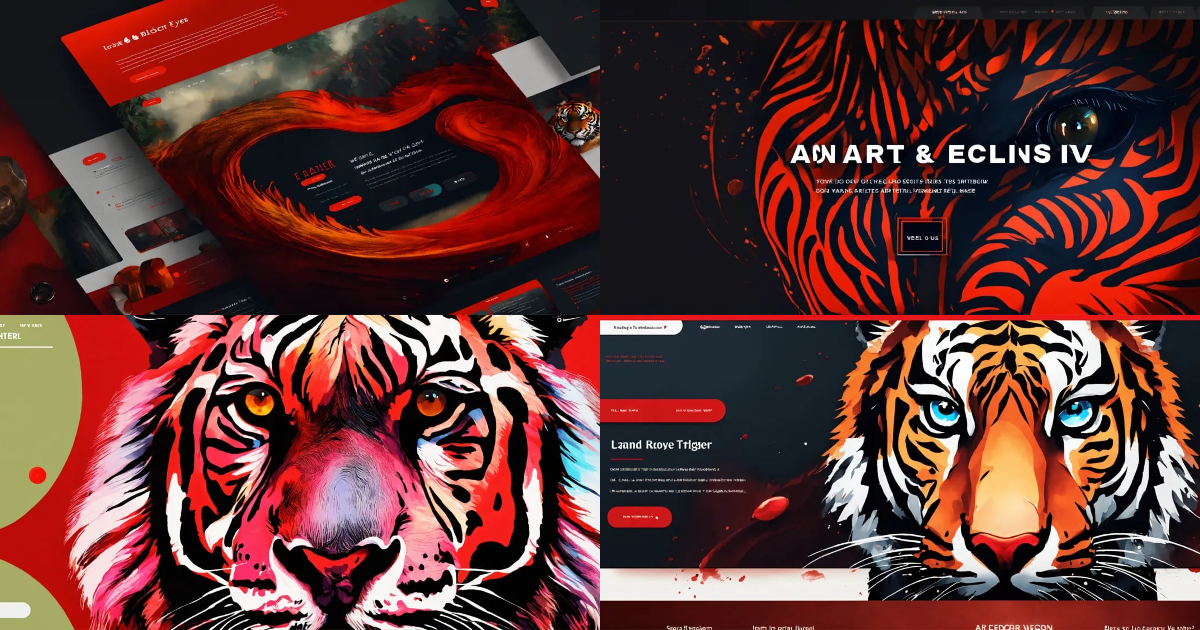 Lexica - Beautiful landing page website design of an art tiger eyes, ui ...