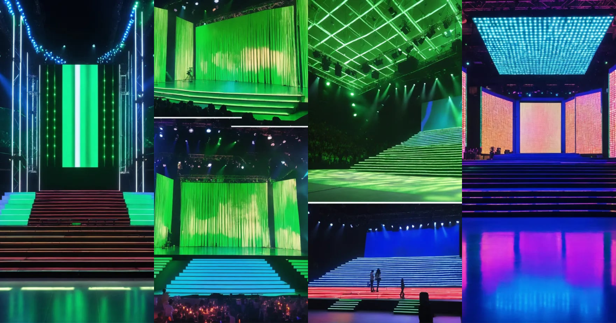 Lexica - Design a big stage with LED screen main screen with 2 side ...