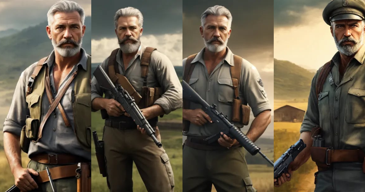 Lexica - Cinematic wallpaper of a 1940s german mercenary with a plain t ...
