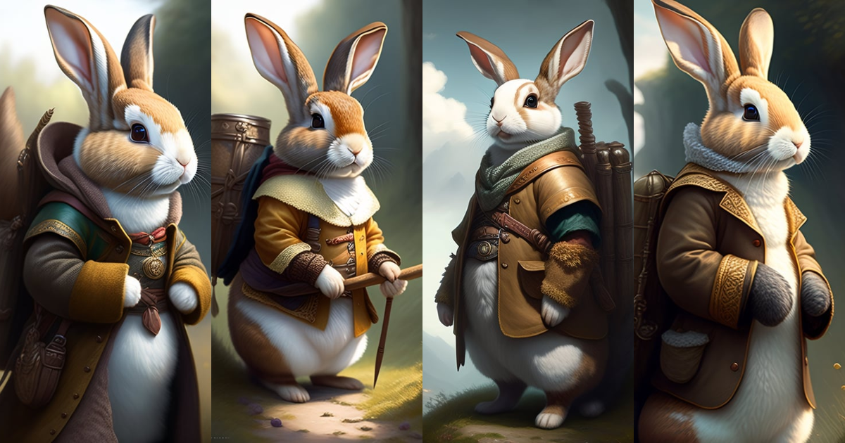 Lexica - Anthropomorphic illustration of a cute rabbit as an adventurer ...