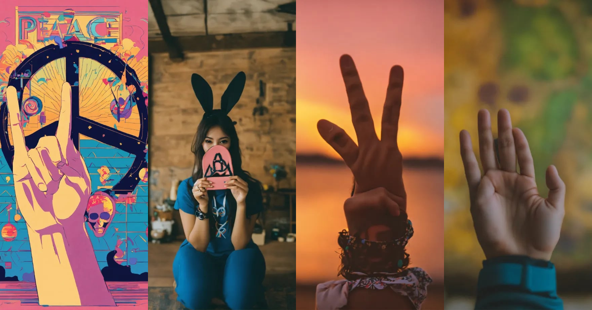 Lexica - Upside down peace sign hand gesture