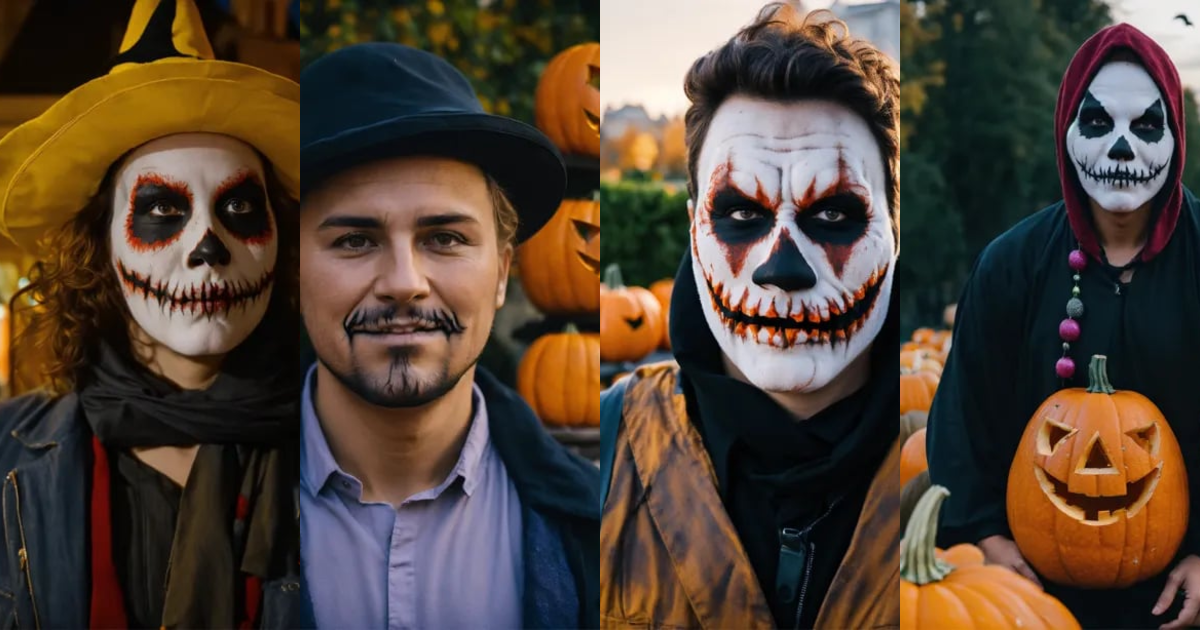 Lexica - An ordinary face without a mask or makeup, Halloween style ...