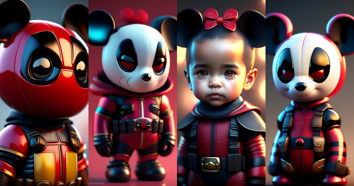 Lexica - Baby deadpool mixed mickey by tim burton, hyper detailed ...