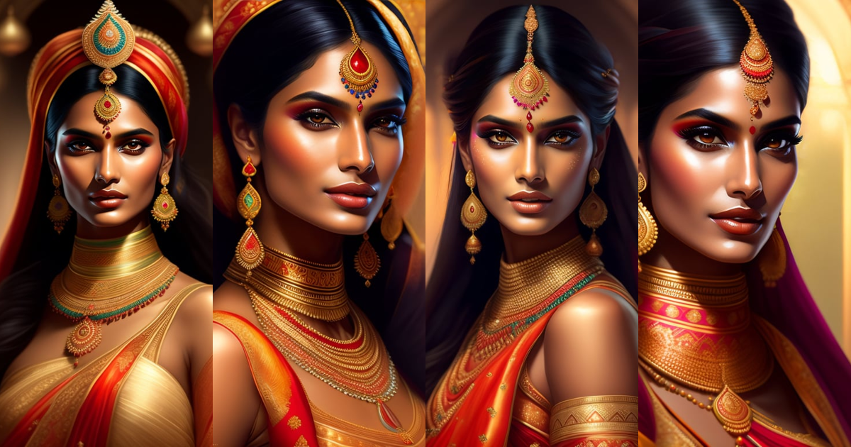 Lexica - Portrait of a beautiful indian supermodels wearing traditional ...