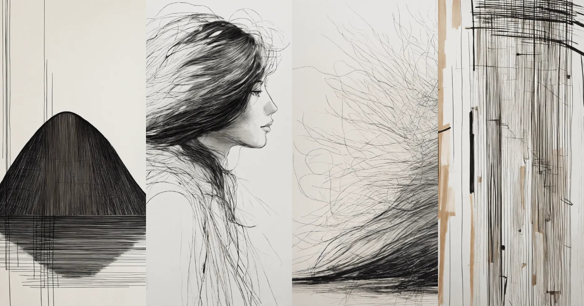 Lexica - Painting of a one black line drawing in white background ...