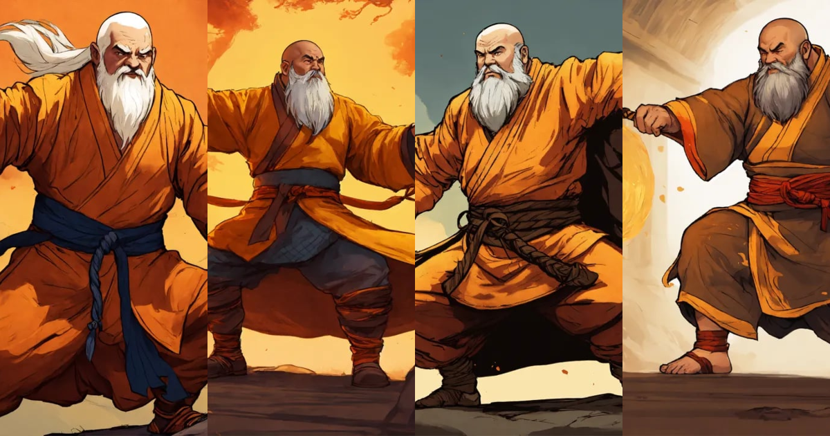 Lexica - A dwarven monk, shrouded in energy, wearing a shaolin robe ...