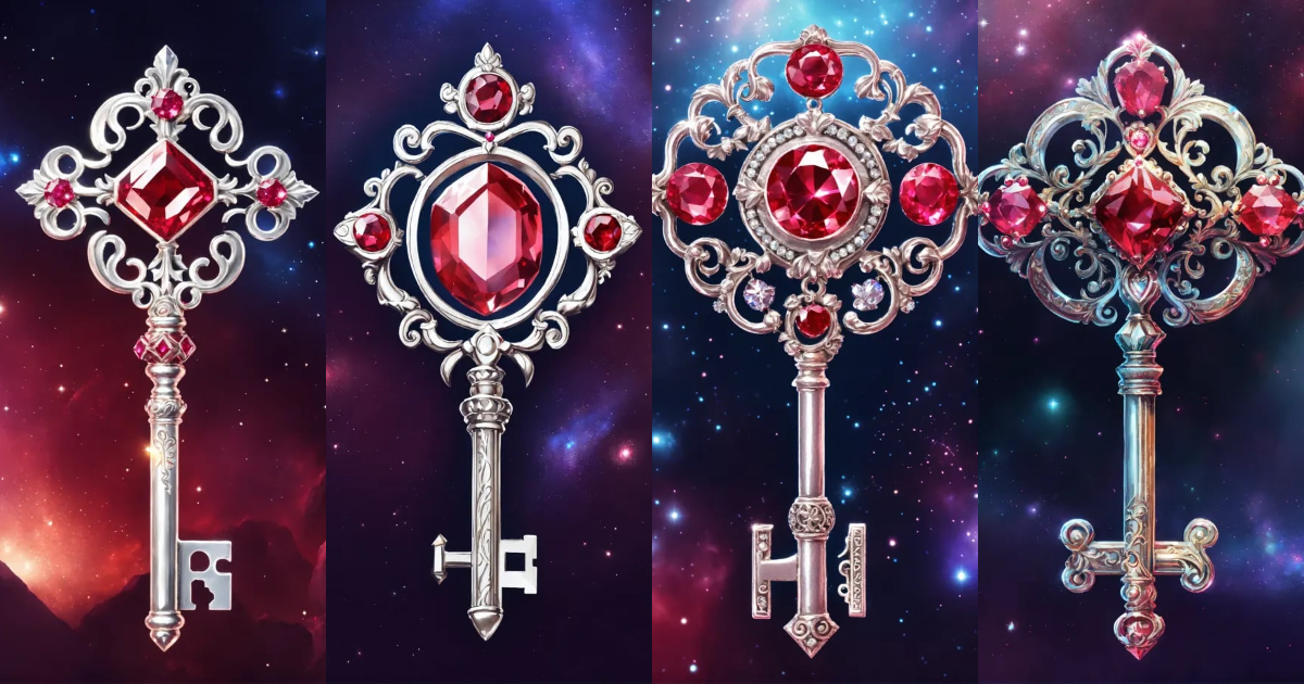 Lexica - Drawing illustration of a magical silver crystal key decorated ...