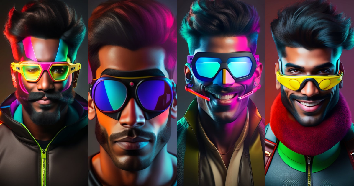 Lexica - Crazy indian tech guy front facing with tech mask covering ...