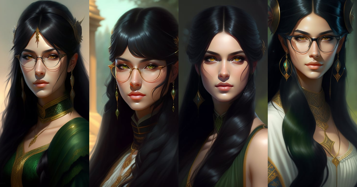 Lexica - Girl with long straight black hair, fantasy style, portrait ...