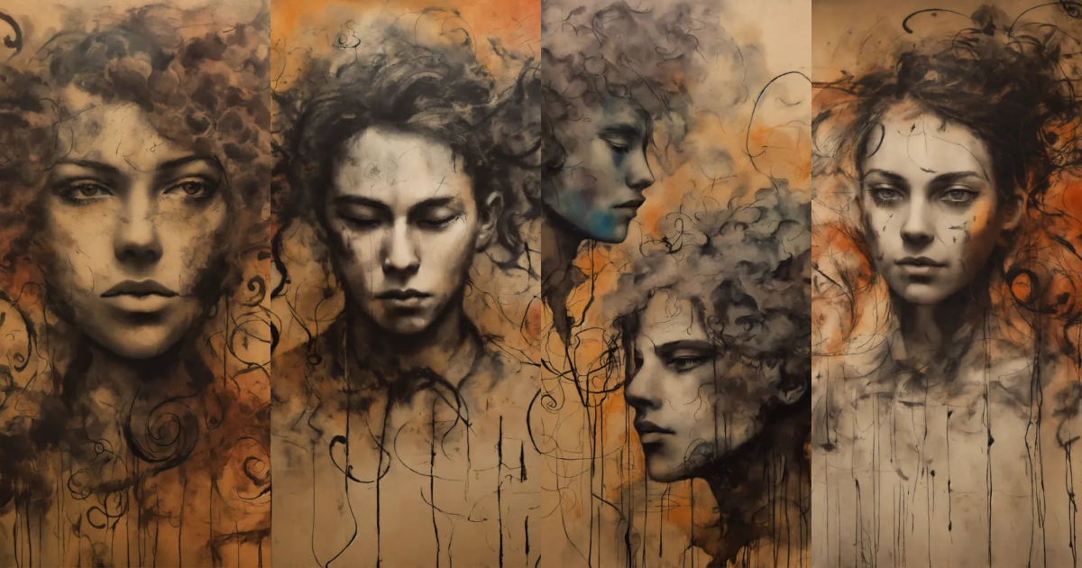 Lexica - Create the outline of representation of schizophrenia, painted ...