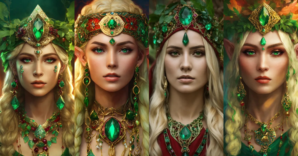 Lexica - A wise elven female shaman, blond hair, surrealistic style ...