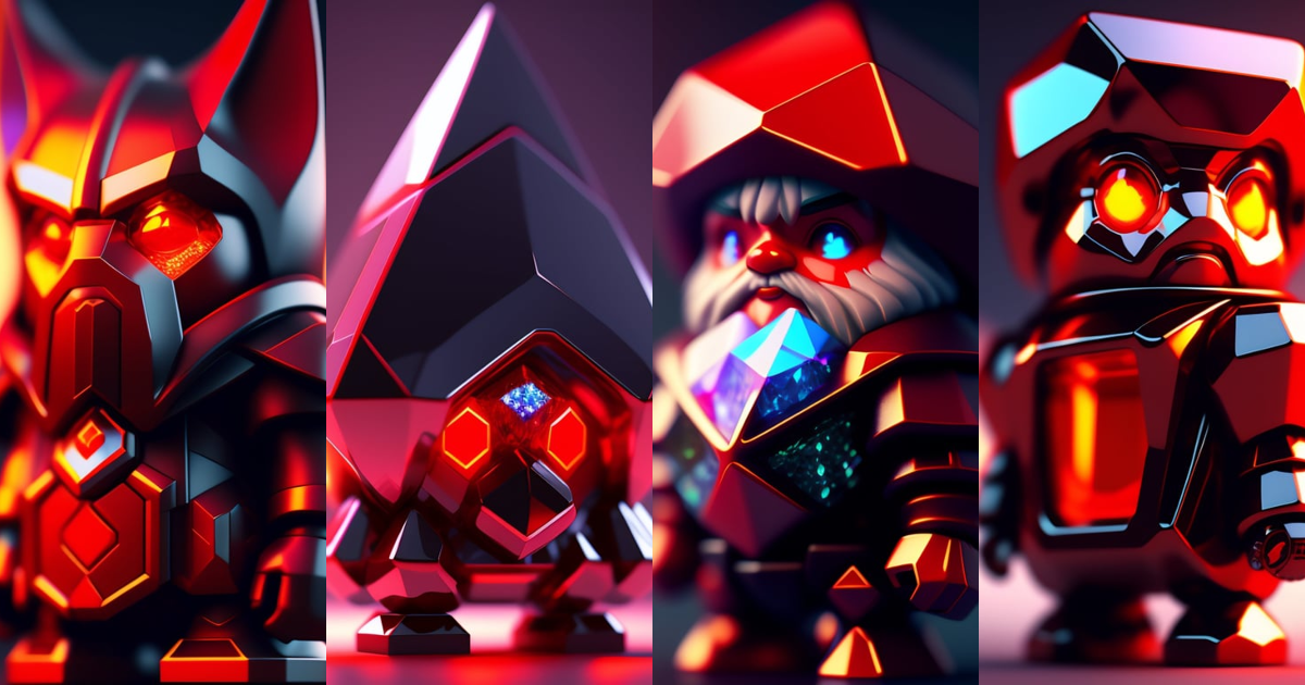 Lexica - Red eyes low poly front shot of a gnome character ominous ...