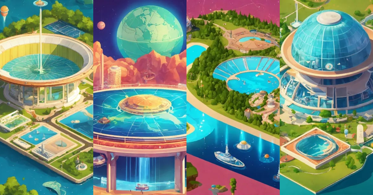 Lexica - Retrofuturistic World's Fair Exhibition on Venus. Isometric ...