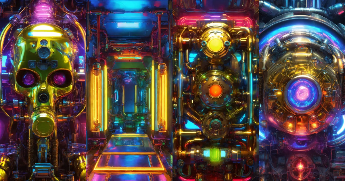 Lexica - Cybernetic tools, biopunk colourful design, 4-Dimensional, Reflective, Liquid Metal ...