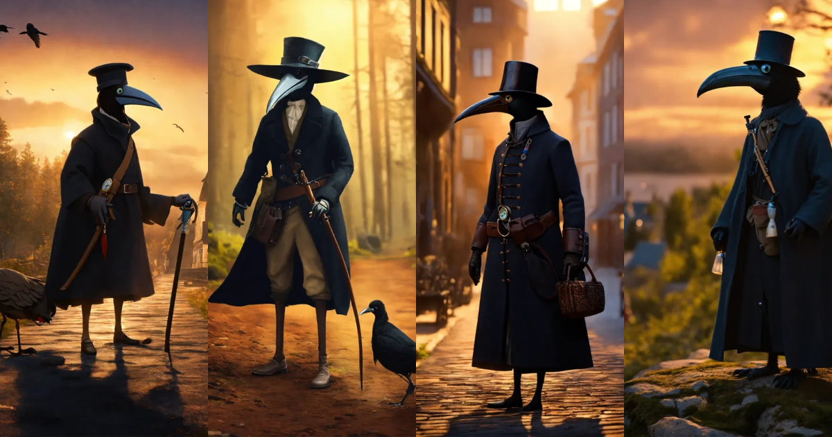 Lexica - A pixar animated photo of the black plague bird doctor in ...