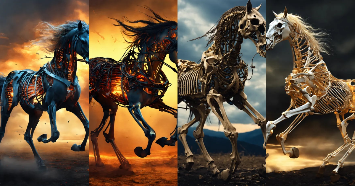 Lexica - Skeletal horse, apocalyptical background, death, charging ...