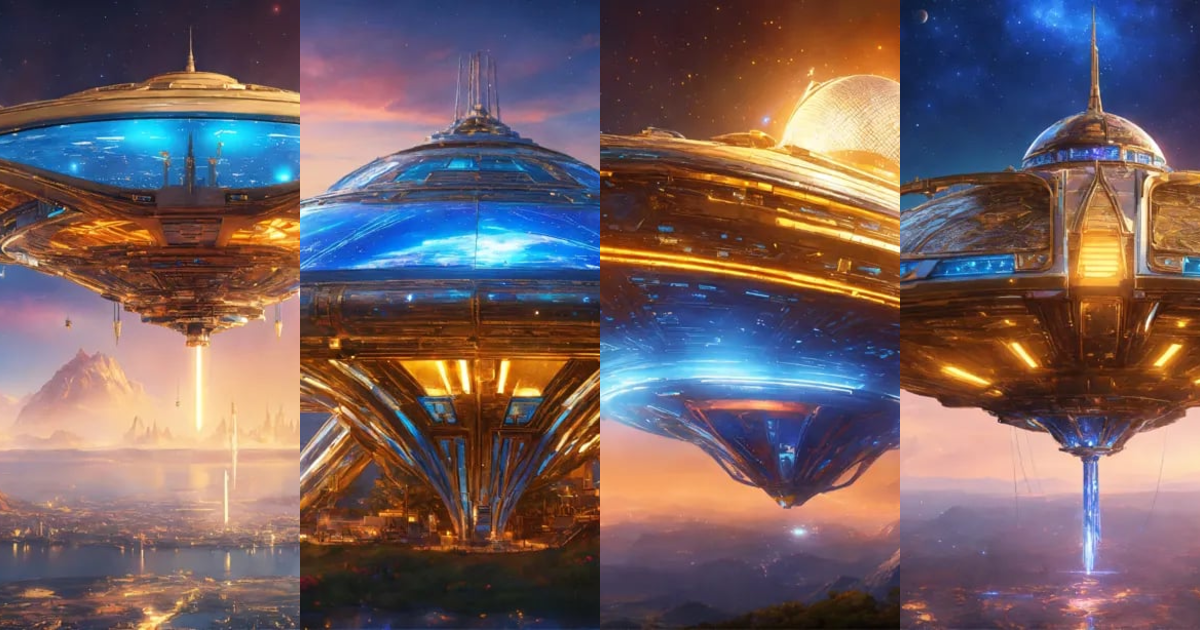 Lexica - Futuristic spaceship,alien design,flying in starry space ...