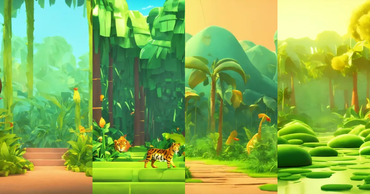 Lexica - 3d animation style the jungle background horizontal