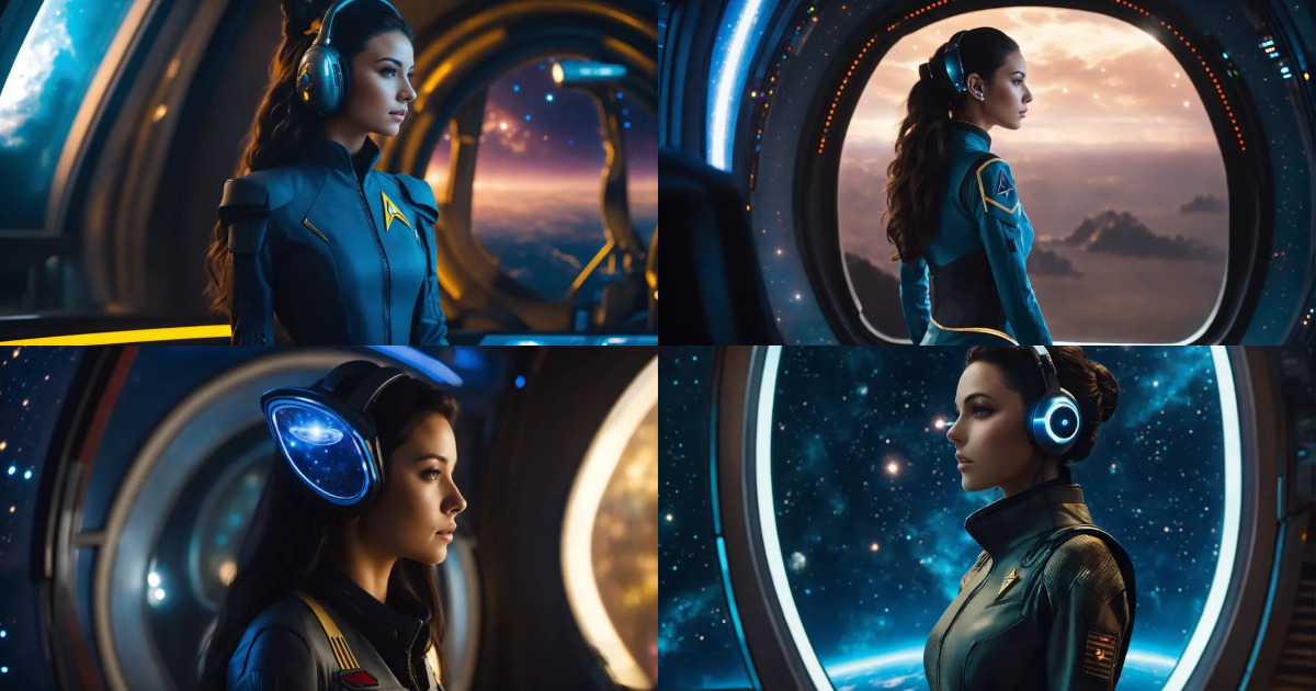 Lexica - Full body shot of an ultra real beautiful brunette girl wearing long alien ear antenna ...