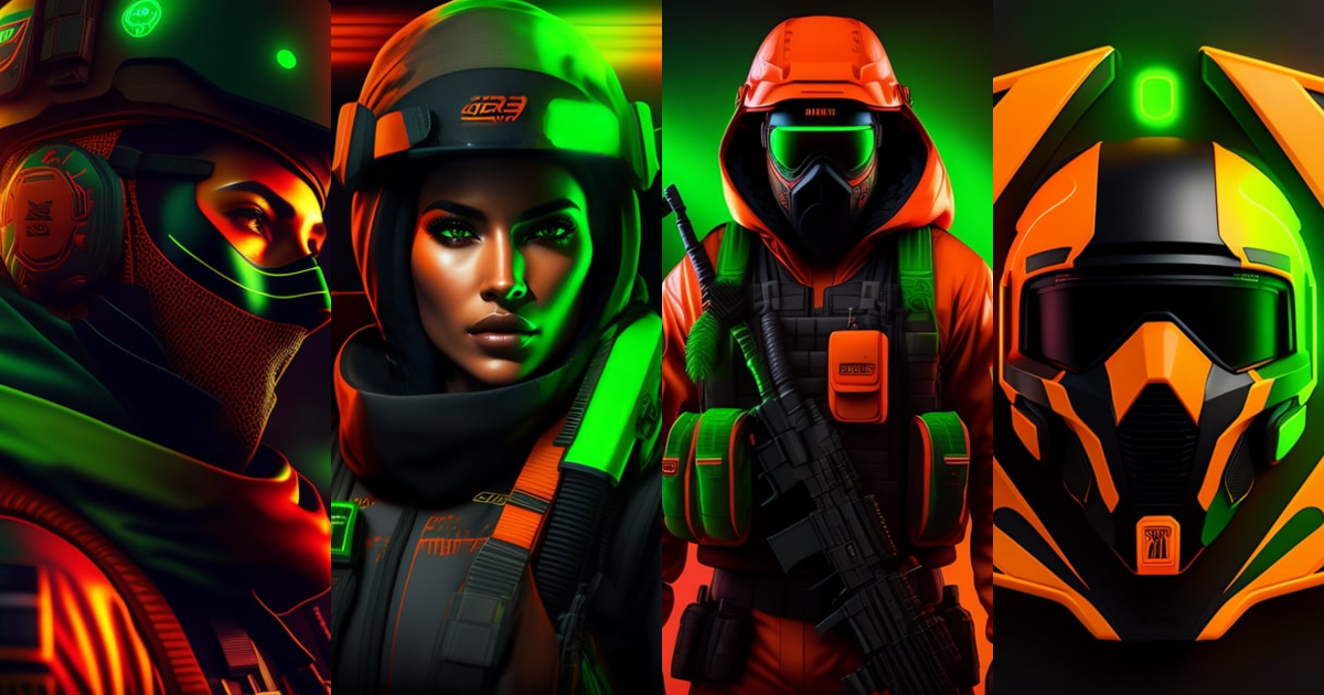 Lexica - CS-GO deluxe terrorist skin, hollographic orange and green ...