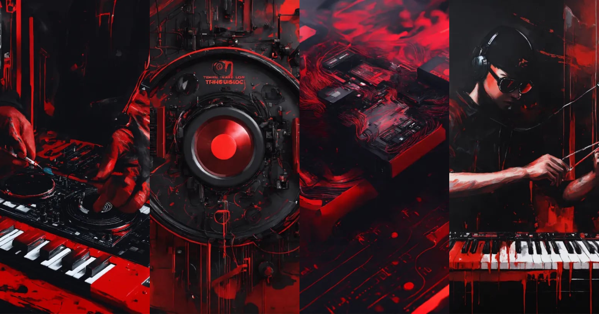 Lexica - Cover hand painting techno music black and red tone