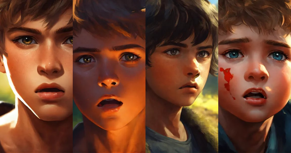 Lexica - Close up of a ferocious young man in a village in forest, in ...