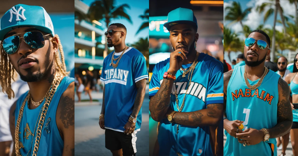 Lexica - Close up of a rapper in Miami Beach, with hot girls , dressed ...