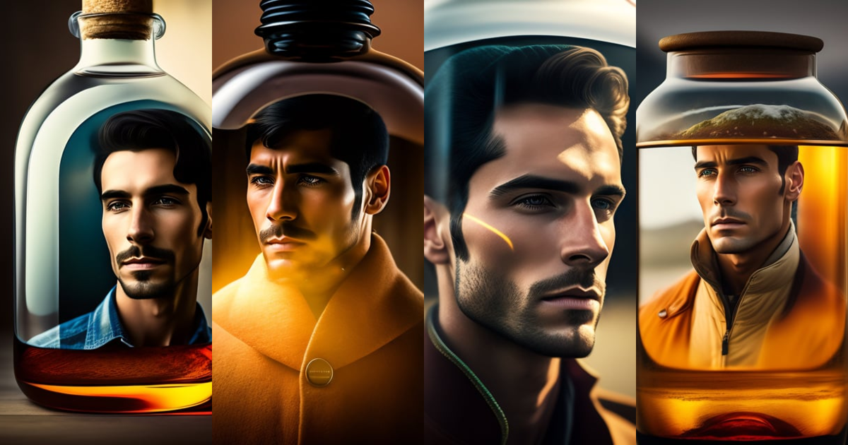 Lexica - Portrait a man in the bottle