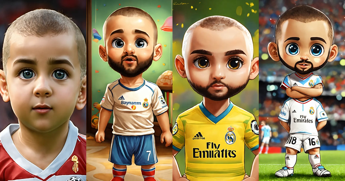 Lexica - Karim Benzema cute baby cartoon realist big eyes