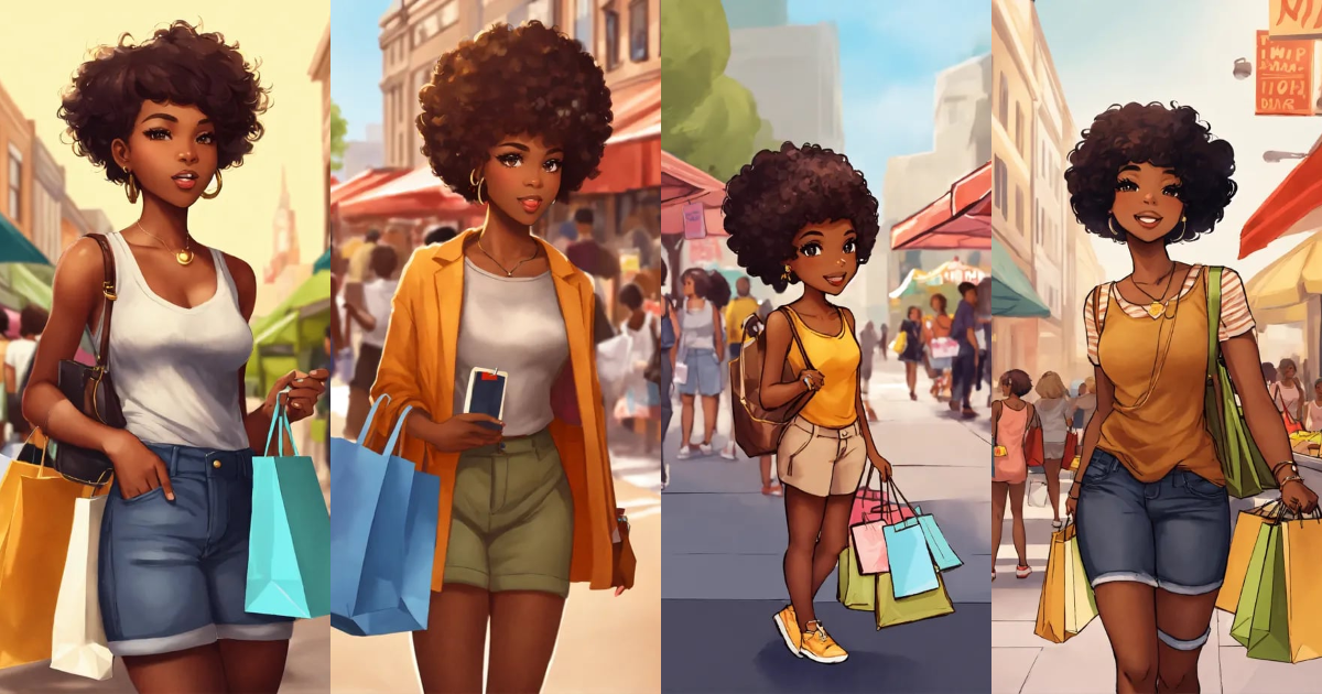 Lexica - Digital Illustration of a sassy Chibi African American woman ...