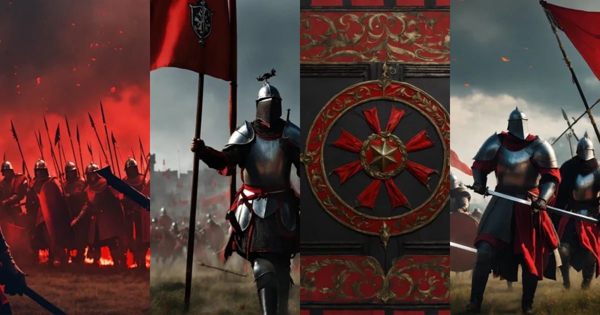 Lexica - A black and red medieval battle banner